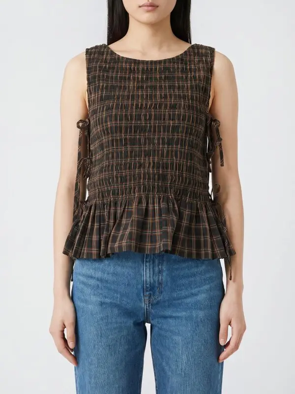 GANNI T-shirt - Brown