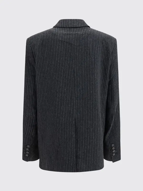 GANNI Pinstripe Wool Single-breasted Blazer With Lapels