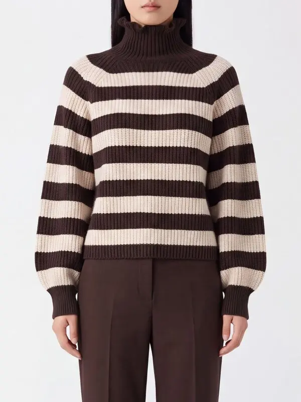 Max Mara Wool And Cashmere Turtleneck Jumper With Balloon Sleeves - Multicolor