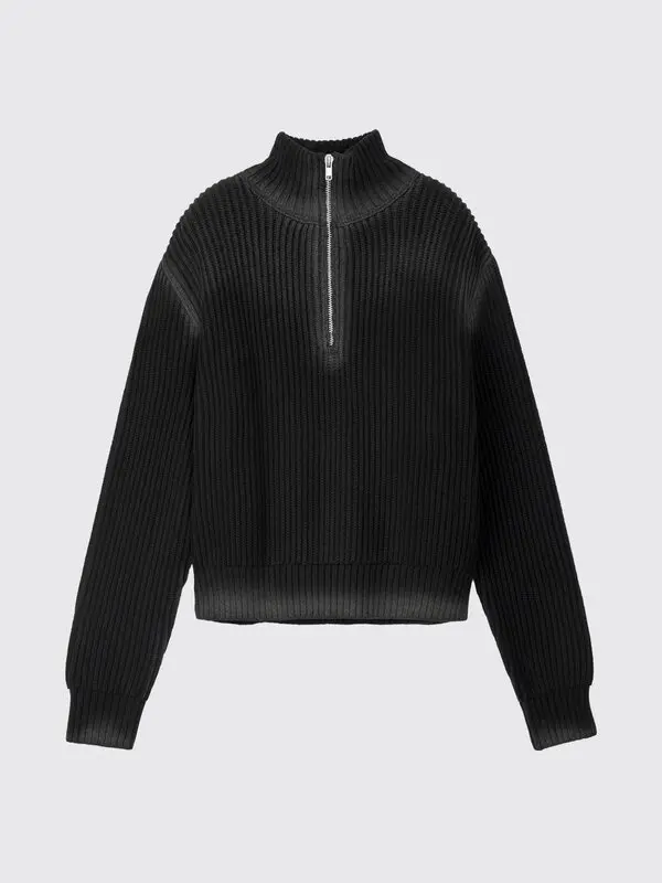 Camper Ribbed Wool Blend Half-zip High Neck Jumper - Black