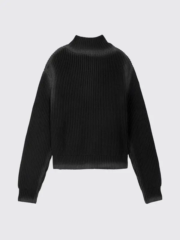 Camper Ribbed Wool Blend Half-zip High Neck Jumper - Black