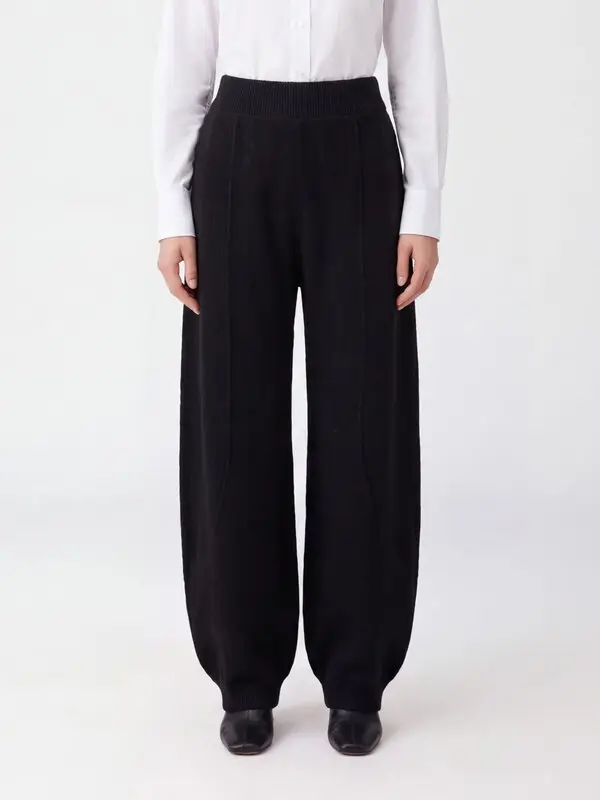 Max Mara Wide-leg Knit Trousers In Wool And Cashmere - Grey