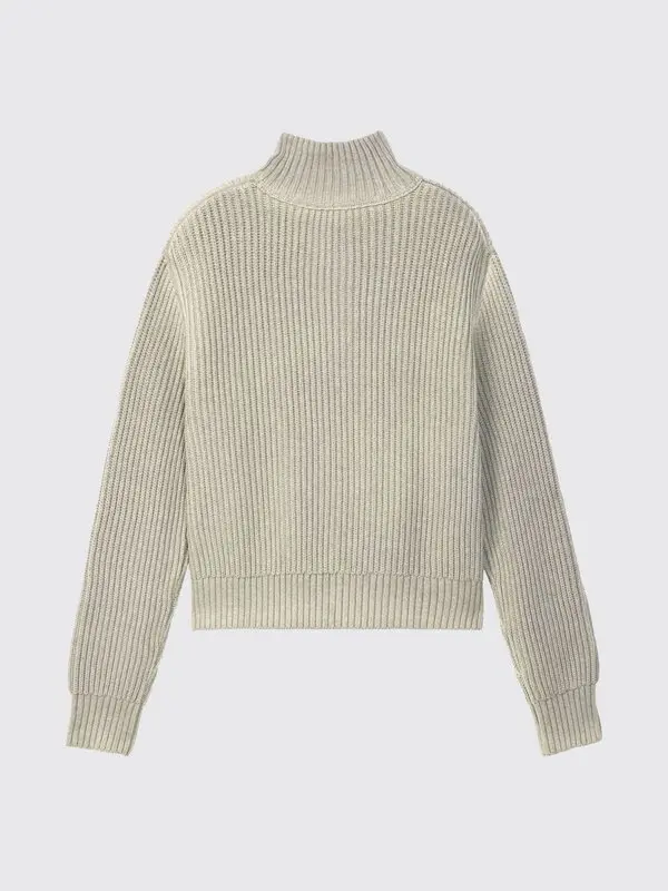 Camper Ribbed Wool Blend Half-zip High Neck Jumper - Grey
