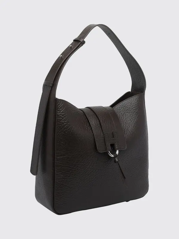 Hogan H01x Grained Calfskin Hobo Bag With Adjustable Handle - Brown
