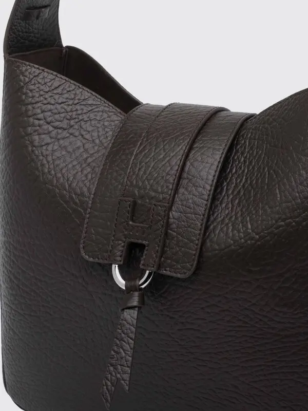 Hogan H01x Grained Calfskin Hobo Bag With Adjustable Handle - Brown