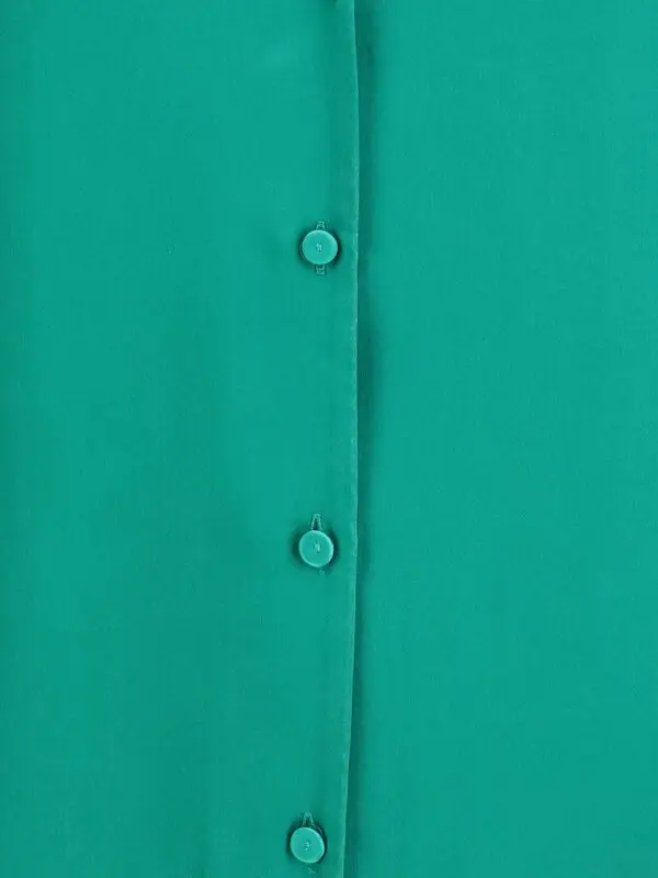 FORTE_FORTE Long-sleeve Pure Silk Shirt With V-neck - Blue