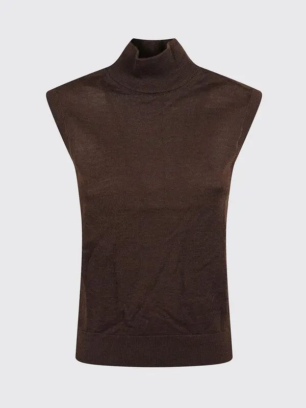 Polo Ralph Lauren Sleeveless 100% Wool Turtleneck Top With A Slim Fit - Brown