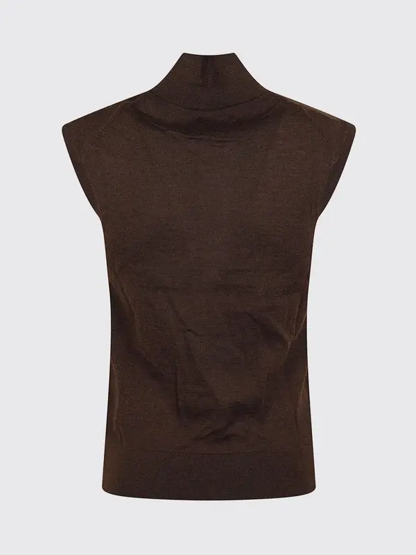 Polo Ralph Lauren Sleeveless 100% Wool Turtleneck Top With A Slim Fit - Brown