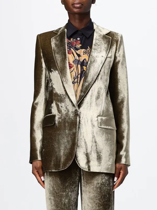 Etro Single-breasted Viscose And Silk Velvet Blazer With Peaked Lapels - Bronze