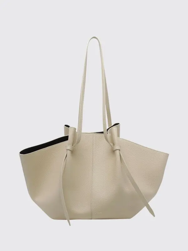 Yuzefi Large Mochi Grained Calfskin Leather Shoulder Bag With Double Handle - Beige