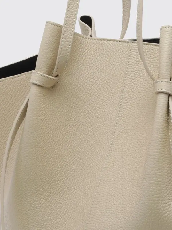 Yuzefi Large Mochi Grained Calfskin Leather Shoulder Bag With Double Handle - Beige