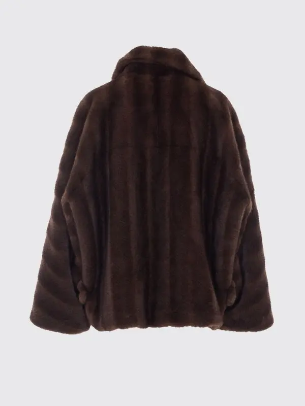 SWORD 6644 Double-breasted Short Faux Fur Coat In A Shearling Style