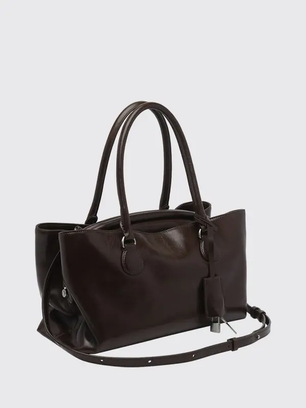 OSOI Shell Brot Smooth Leather Shoulder Bag With Padlock And Removable Strap - Brown