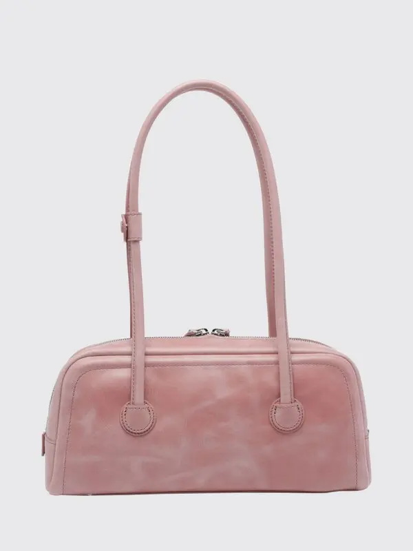 MARGESHERWOOD Boston Shoulder Bag In Smooth Calf Leather With Logo - Pink