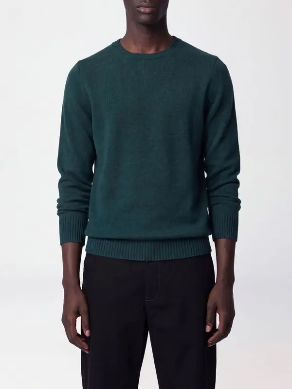 DRUMOHR Pure Cashmere Crewneck Jumper With Ribbed Trims - Green