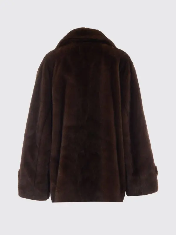 SWORD 6644 Short Double-breasted Faux Fur Jacket With Lapels