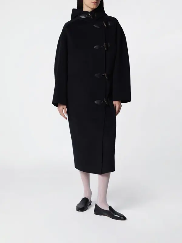 RÓHE Long Duffle Coat In Wool And Cashmere Blend With Padded Hood