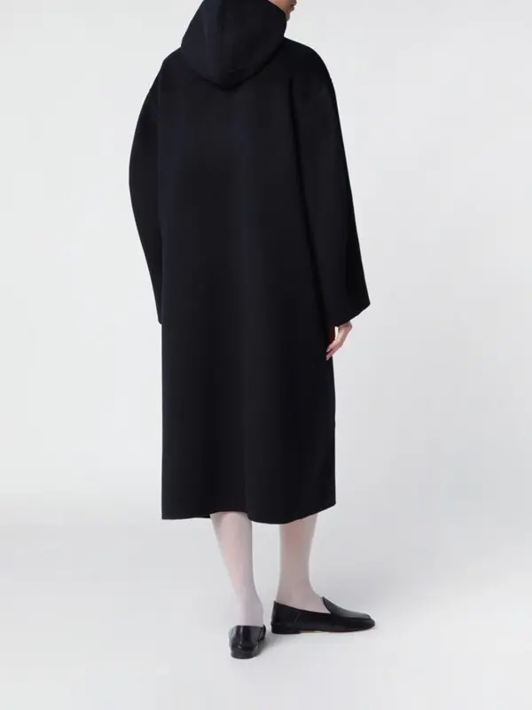 RÓHE Long Duffle Coat In Wool And Cashmere Blend With Padded Hood