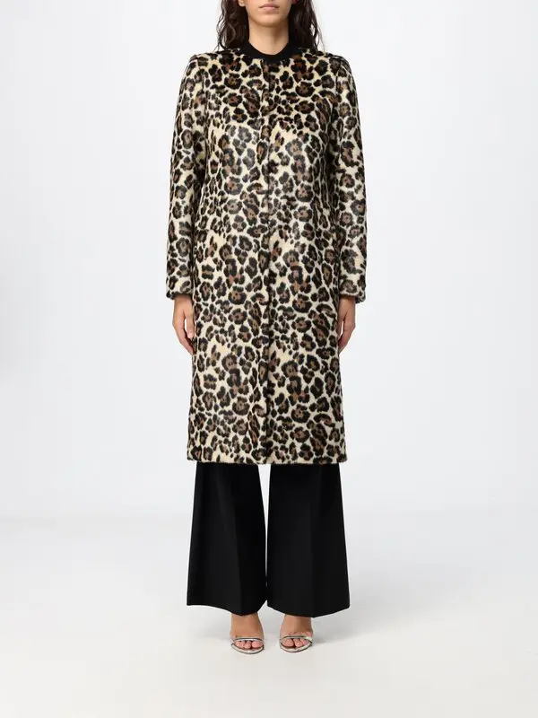 COLLINI MILANO 1937 Long Single-breasted Animalier Pony Hair-effect Coat