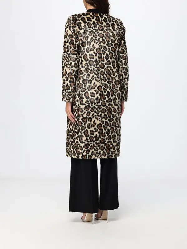 COLLINI MILANO 1937 Long Single-breasted Animalier Pony Hair-effect Coat