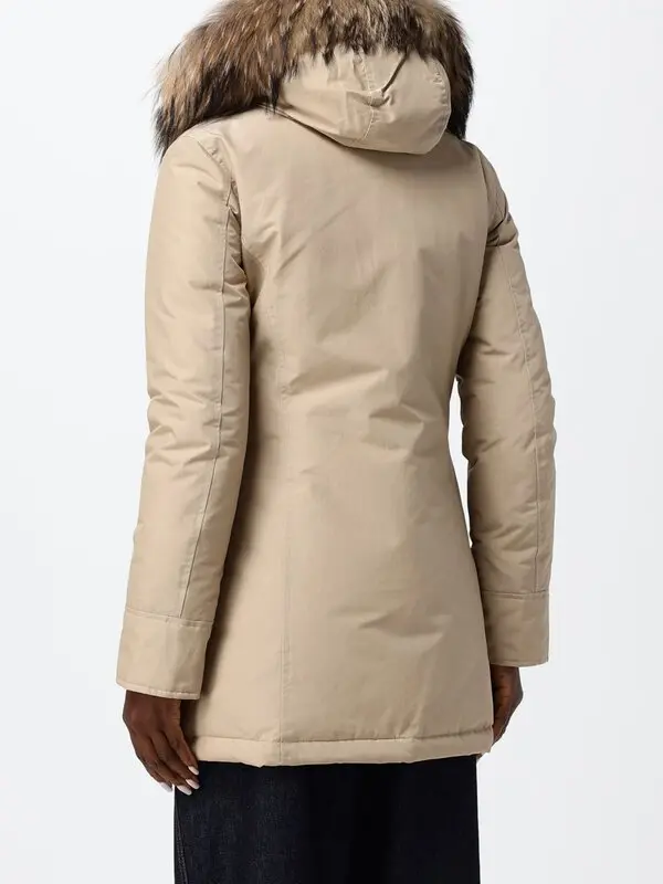 Woolrich Arctic Water-repellent Knee-length Parka With Shearling Hood - Burnt