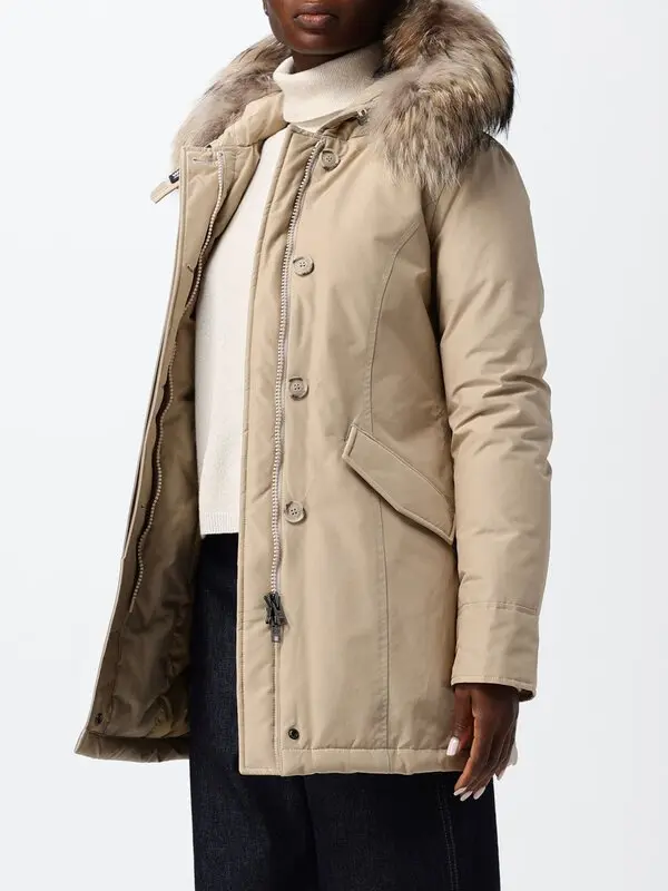 Woolrich Arctic Water-repellent Knee-length Parka With Shearling Hood - Burnt