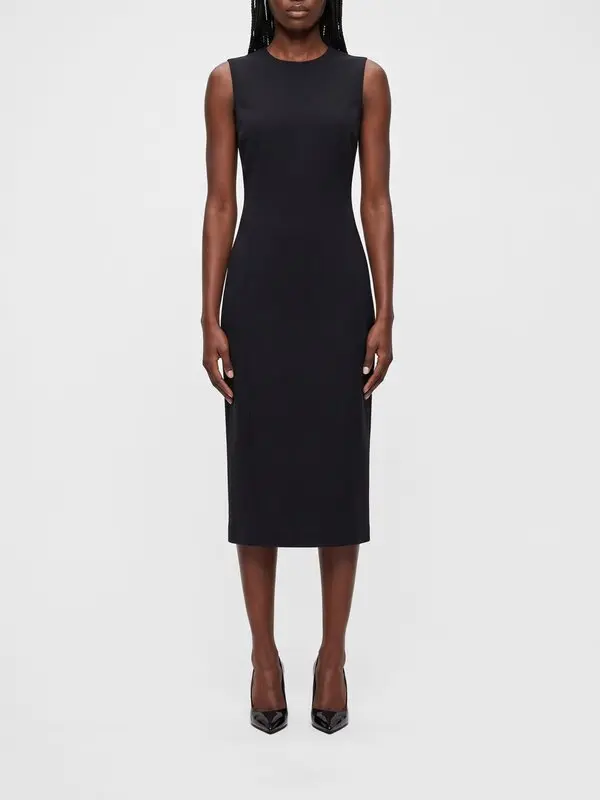 Pinko Off-the-shoulder Wool Sheath Midi Dress