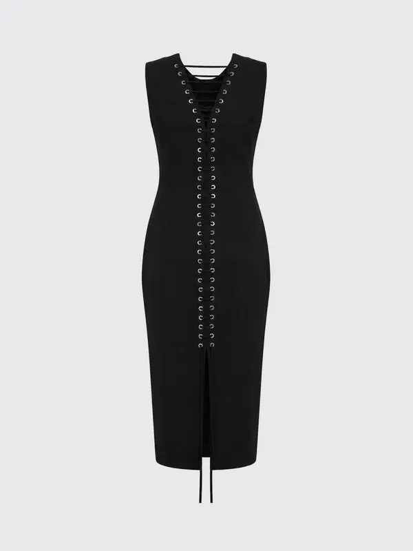 Pinko Off-the-shoulder Wool Sheath Midi Dress