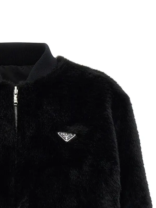 Prada Eco-fur And Re-nylon Reversible Bomber Jacket