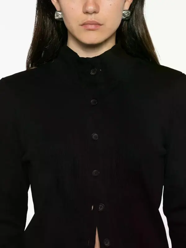BOBI Ribbed High-neck Cardigan