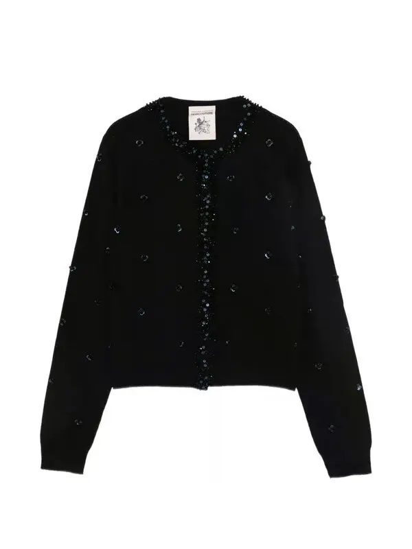 SEMICOUTURE Sequin-embellished Bead-trimmed Cardigan - Black