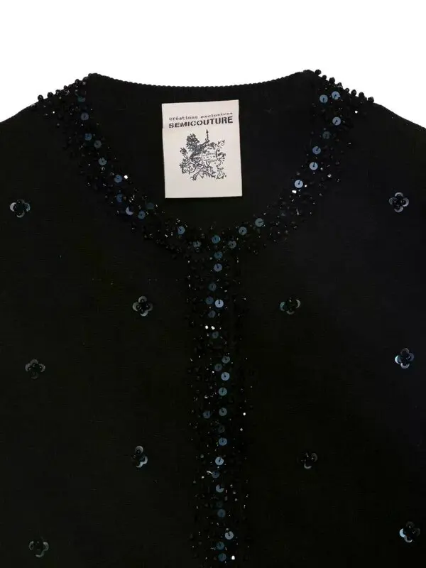 SEMICOUTURE Sequin-embellished Bead-trimmed Cardigan