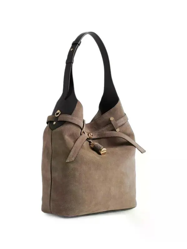 Borbonese Medium Buckle-detail Suede Bucket Bag