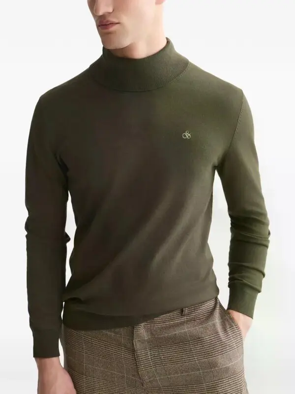 Scotch & Soda Logo-embroidered Roll-neck Sweater