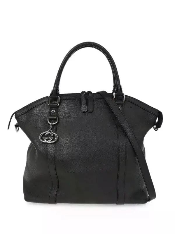 Gucci Logo-charm Pebbled Leather Tote Bag