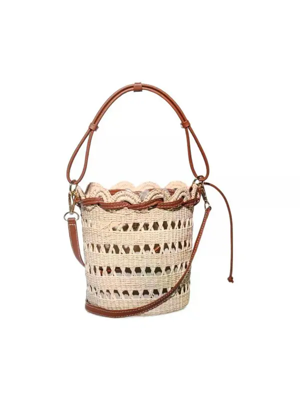 SENSI STUDIO Woven Scalloped Bucket Bag