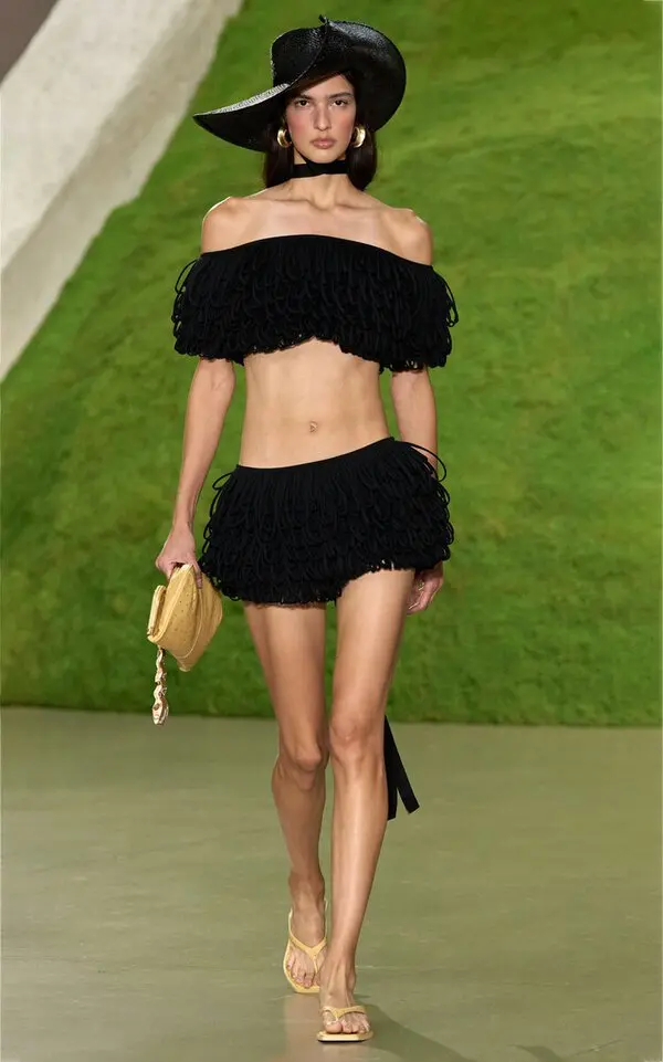 Cult Gaia Celise Loop-fringe Mini Shorts - Black