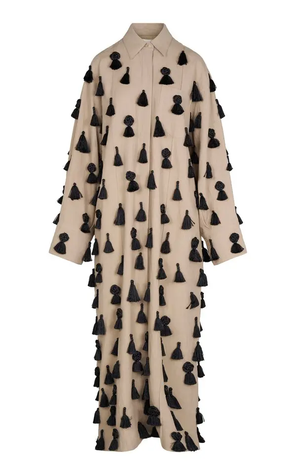 HEIRLOME Freyja Tasseled Linen Maxi Dress - Neutral