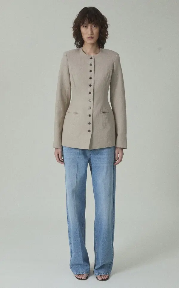 HEIRLOME Madeline Linen-blend Blazer - Neutral