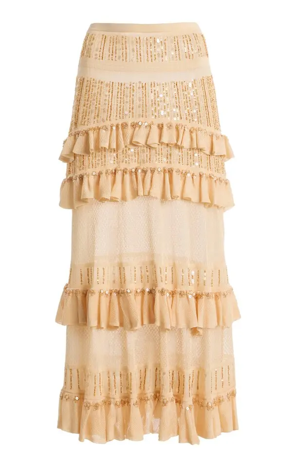 Ulla Johnson Anouk Ruffle Midi Knit Skirt