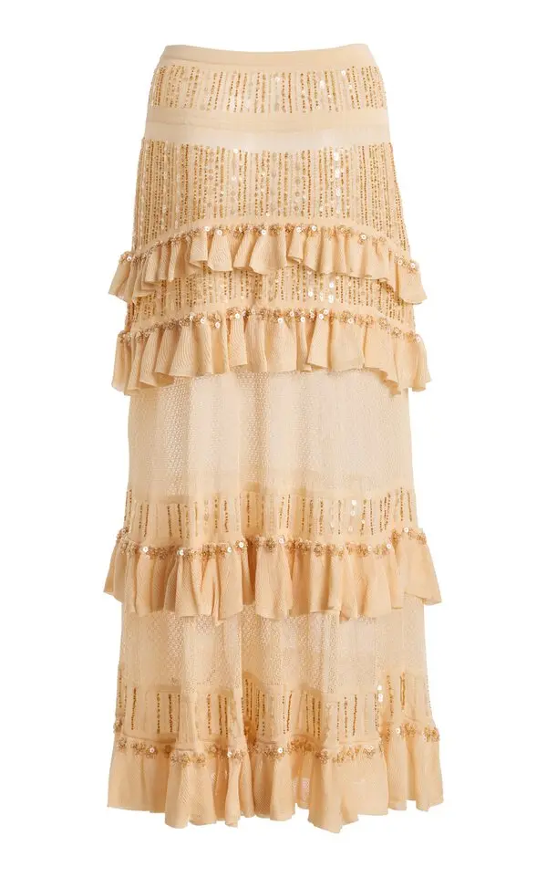 Ulla Johnson Anouk Ruffle Midi Knit Skirt
