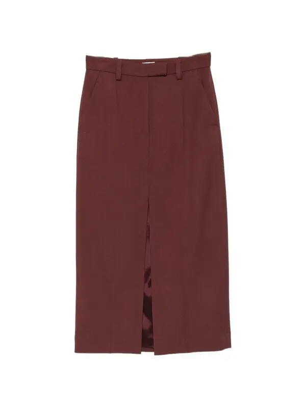Brunello Cucinelli Wool Midi Skirt - Red