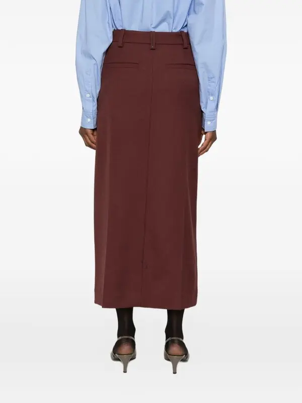 Brunello Cucinelli Wool Midi Skirt - Red