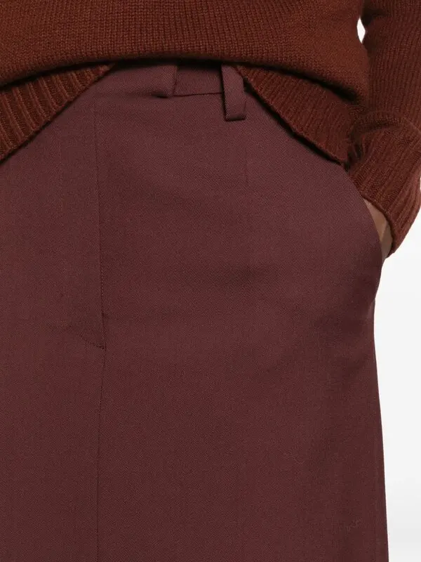 Brunello Cucinelli Wool Midi Skirt - Red