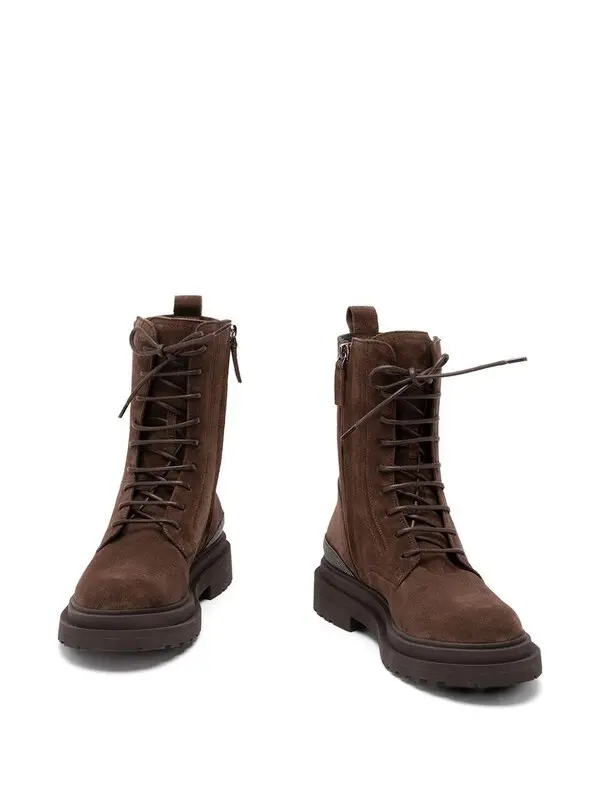 Brunello Cucinelli Leather Biker Boots - Brown