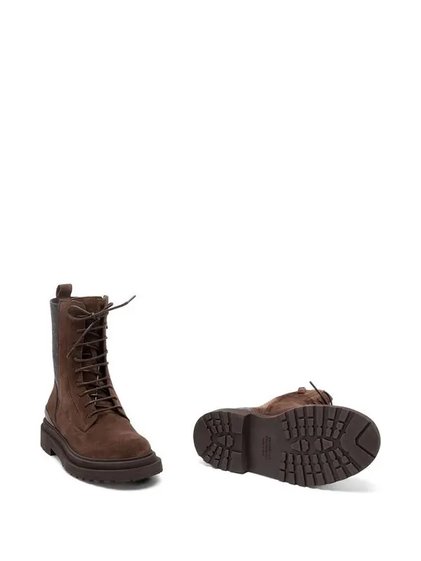 Brunello Cucinelli Leather Biker Boots - Brown