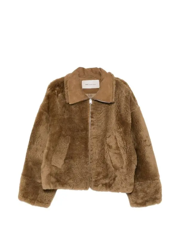 AMI Paris Shearling Jacket - Beige