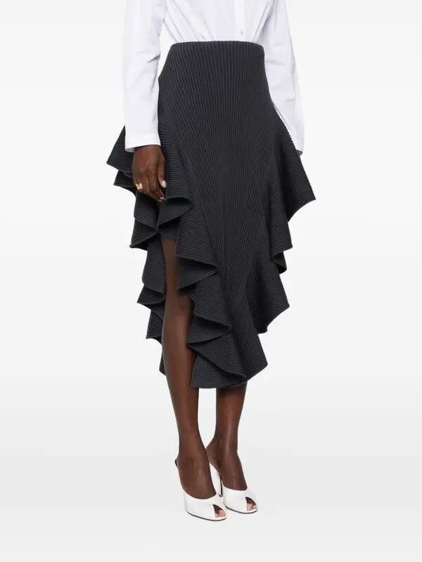 Alaïa Wool Volants Skirt - Grey