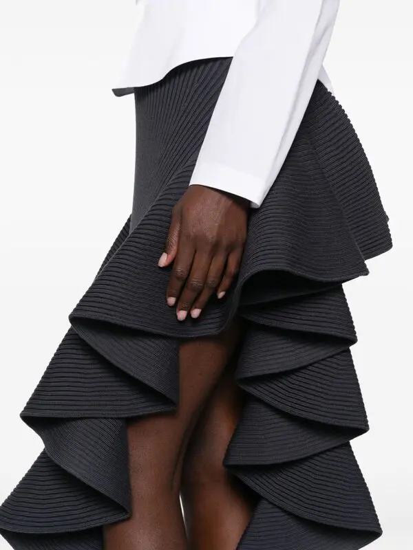 Alaïa Wool Volants Skirt - Grey