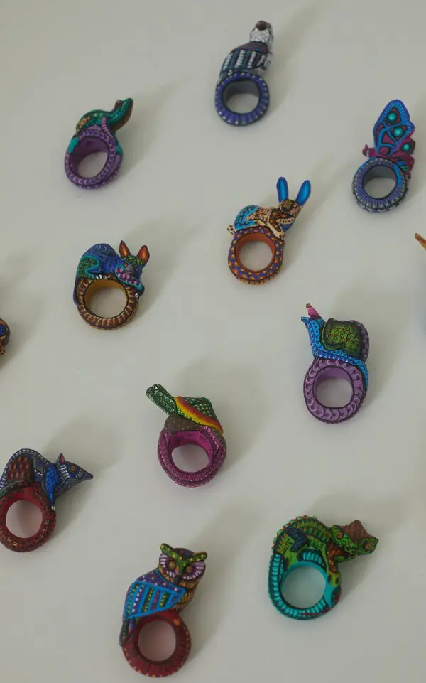 HEIRLOME Alebrije Painted Wood Ring With Silk Cord